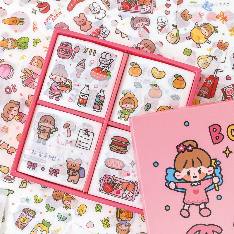 100pcs Cute Stickers Box Sticker Gift Box for Phone Planner Diary ...