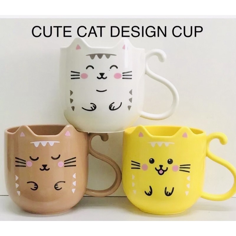 【Ready Stock】340ml cute cat design cup cawan comel Gelas cantik ...