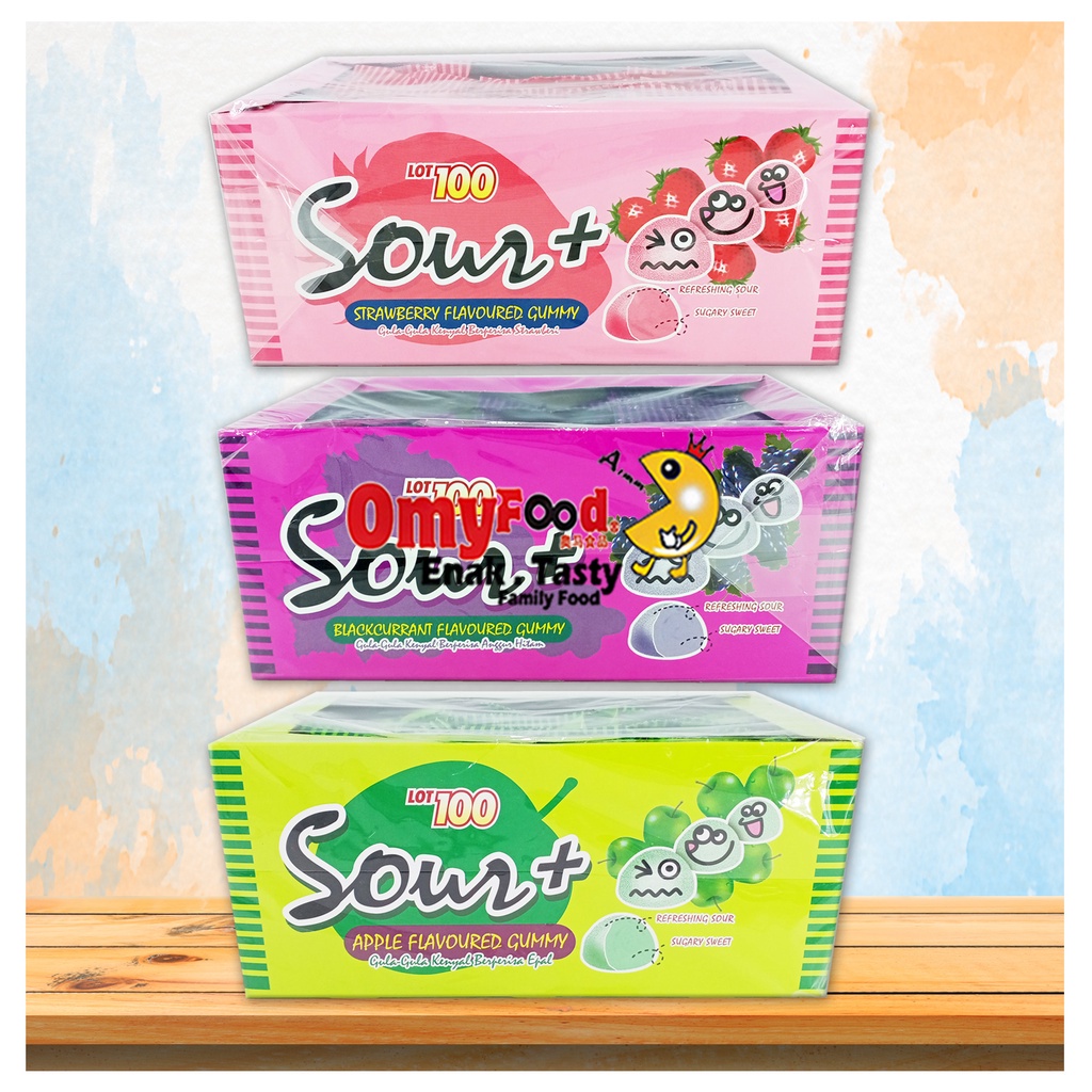 24g x 12pcs Lot 100 Sour+ Assorted Fruit Gummy [Strawberry ...