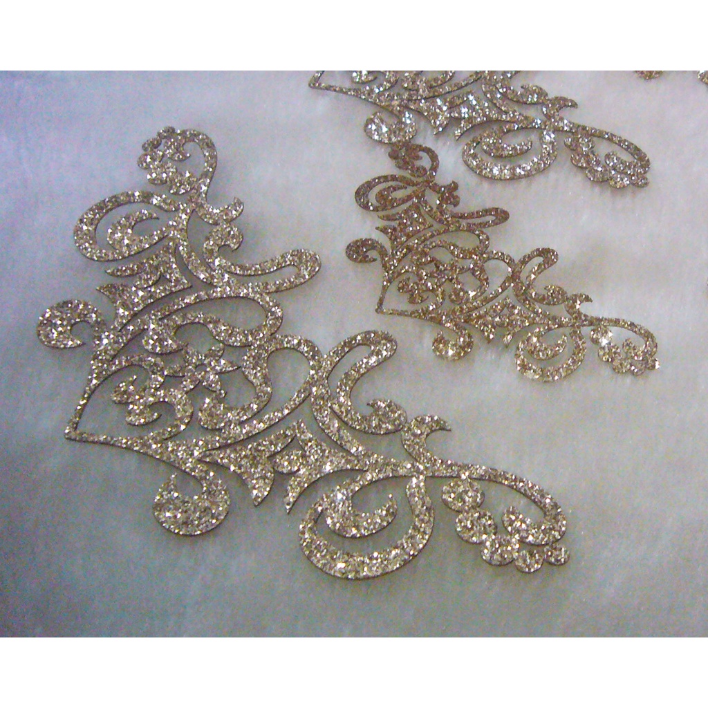 4p Glitter Rose Gold Corner Edge Iron On Patch Applique Dokoh Vintage ...