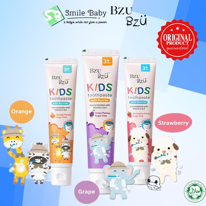 BZU BZU Kids Toothpaste Bundle Deal 50g (Strawberry / Grape / Orange ...