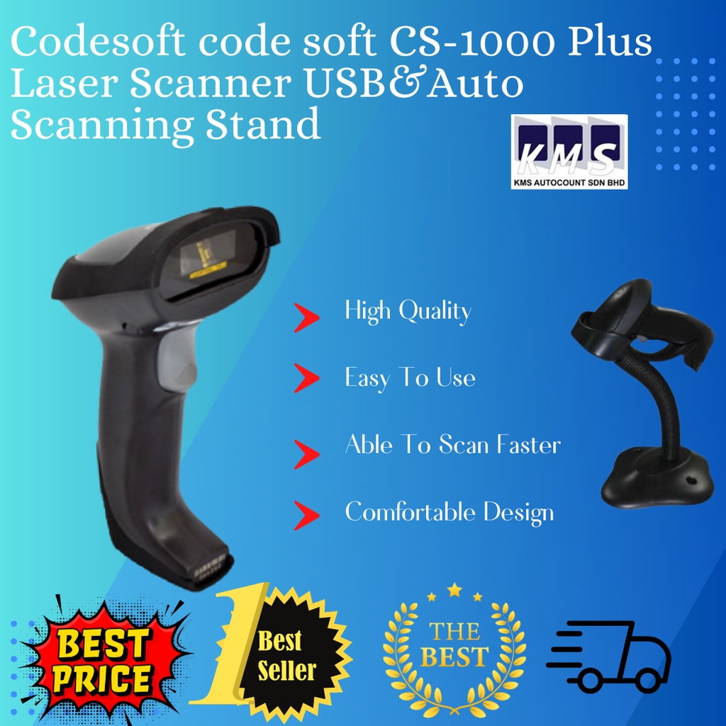 Codesoft CS 1000 Plus Laser Scanner USB Auto Scanning Stand Shopee