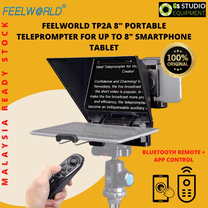 FEELWORLD TP2A Portable 8-inch Teleprompter supports up to 8 ...