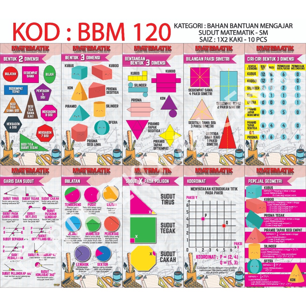 (BBM120) 10pcs Sudut Matematik SM - Bentuk dan Dimensi | Shopee Malaysia