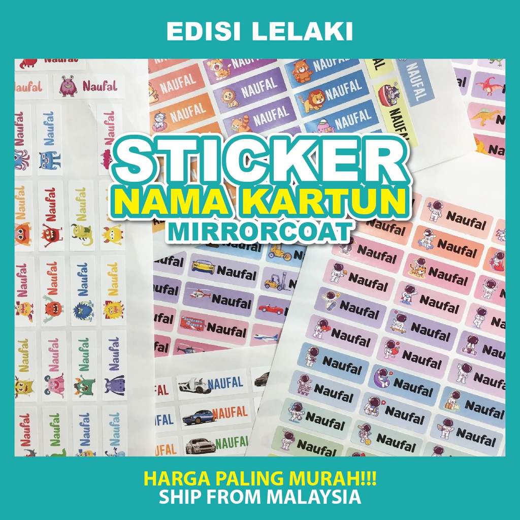 Sticker Custom Nama Kartun/Colorful/Cartoon Name Sticker | Shopee Malaysia