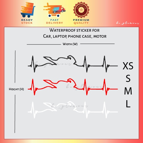 Motor heartbeat Sticker Reflective superbike motorsport pantulan cahaya ...