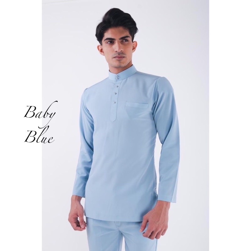BAJU MELAYU BABY BLUE DEWASA SLIM FIT LELAKI MURAH NAVY BLUE TEAL BLUE ...
