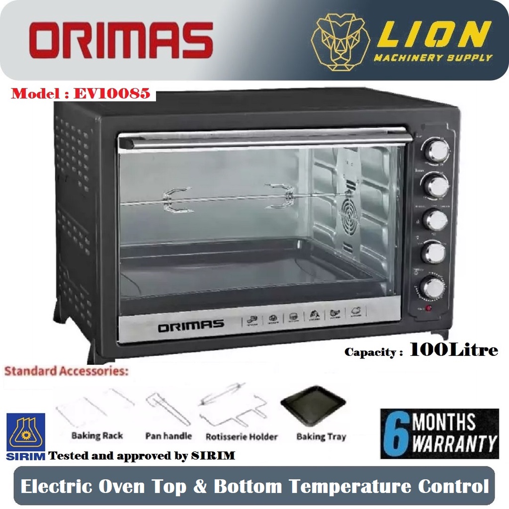 ORIMAS Electric Oven 100L EV10085 Top & Bottom Temperature Control ...