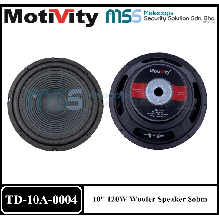 MOTIVITY TD-10A-0004 10'' 120W Woofer Speaker 8ohm (1 Unit) | Shopee ...