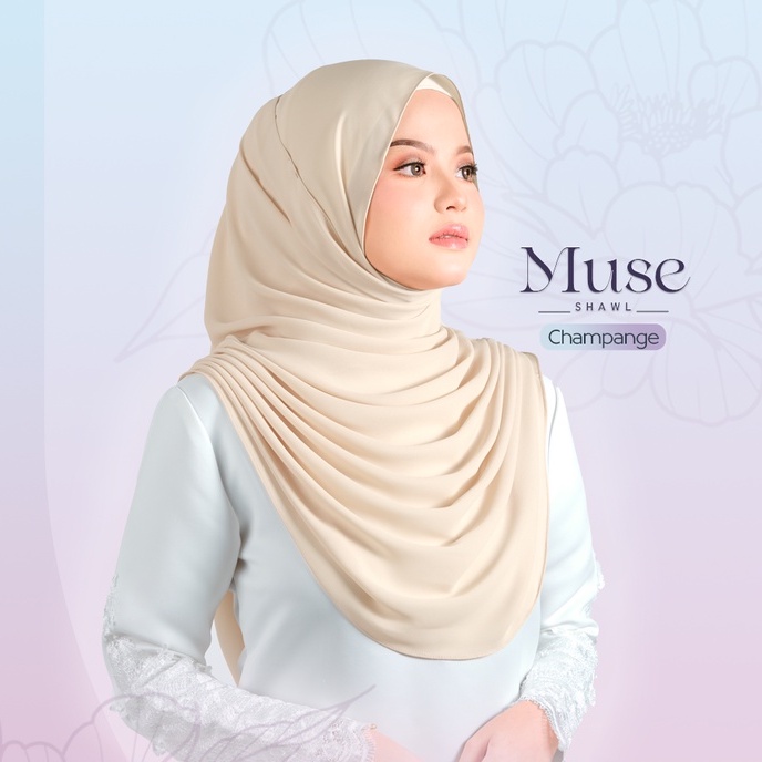 SHAWL NIKAH TUNANG CURVE Drape flowy (Lucy & Muse) Real Color OFFWHITE ...