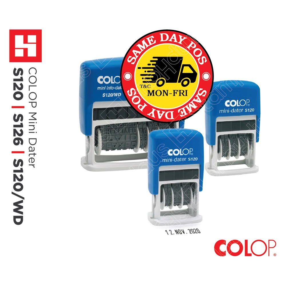 SAME DAY POS * Rubber Stamp * COLOP Self Inking Stamp Mini Dater S120 | S120WD | S126 | Shopee ...