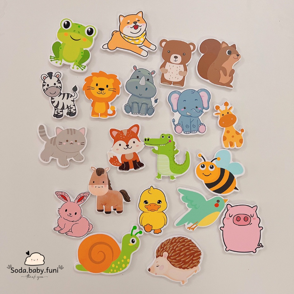 Magnetic animal set for magnetic boards or refrigerator stickers ...