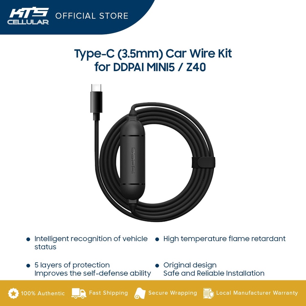 Type-C (3.5mm) Car Wire Kit for DDPAI Mini5/Z40 - 1 month Warranty by ...