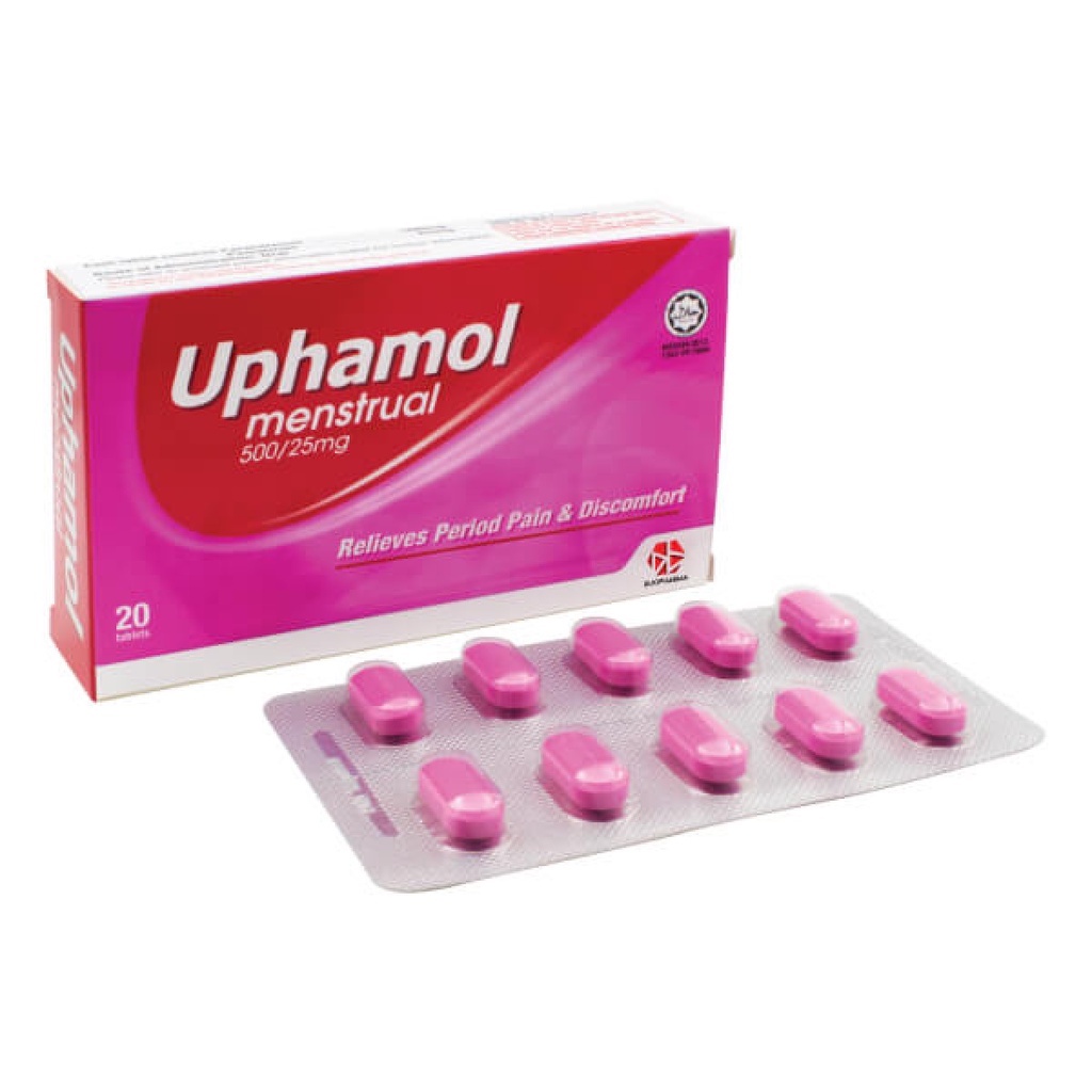 Uphamol Menstrual 500/25mg | relieves period pain & discomfort (10 ...