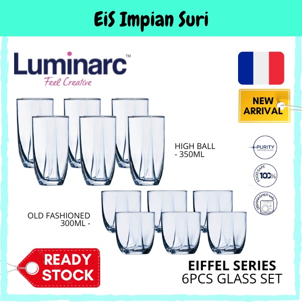 (Ready Stock!!) Luminarc Eiffel 6pcs Glass Set Highball 350ml / Old ...