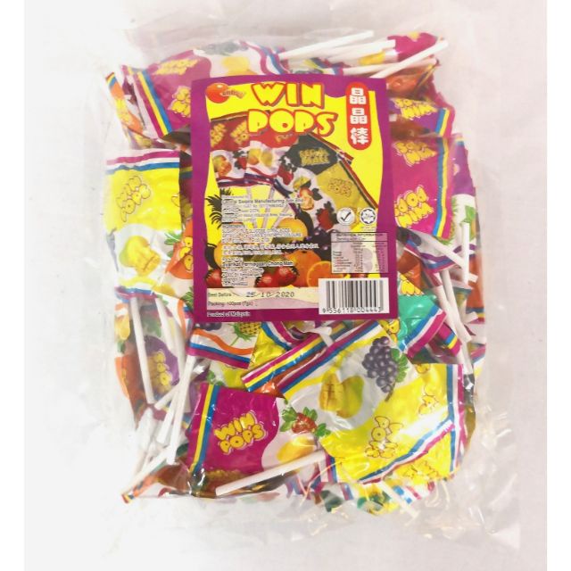 100 Pcs Childhood Assorted Fruit Win Pops Lollipop Win Pop Old Time ...