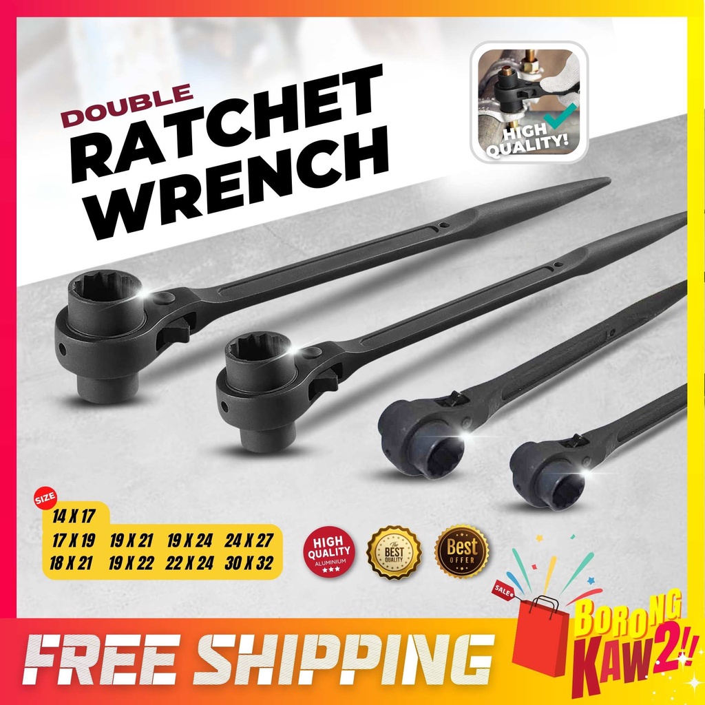 Double Ratchet Wrench Two Way Double Headed Ratchet Scaffold Socket ...