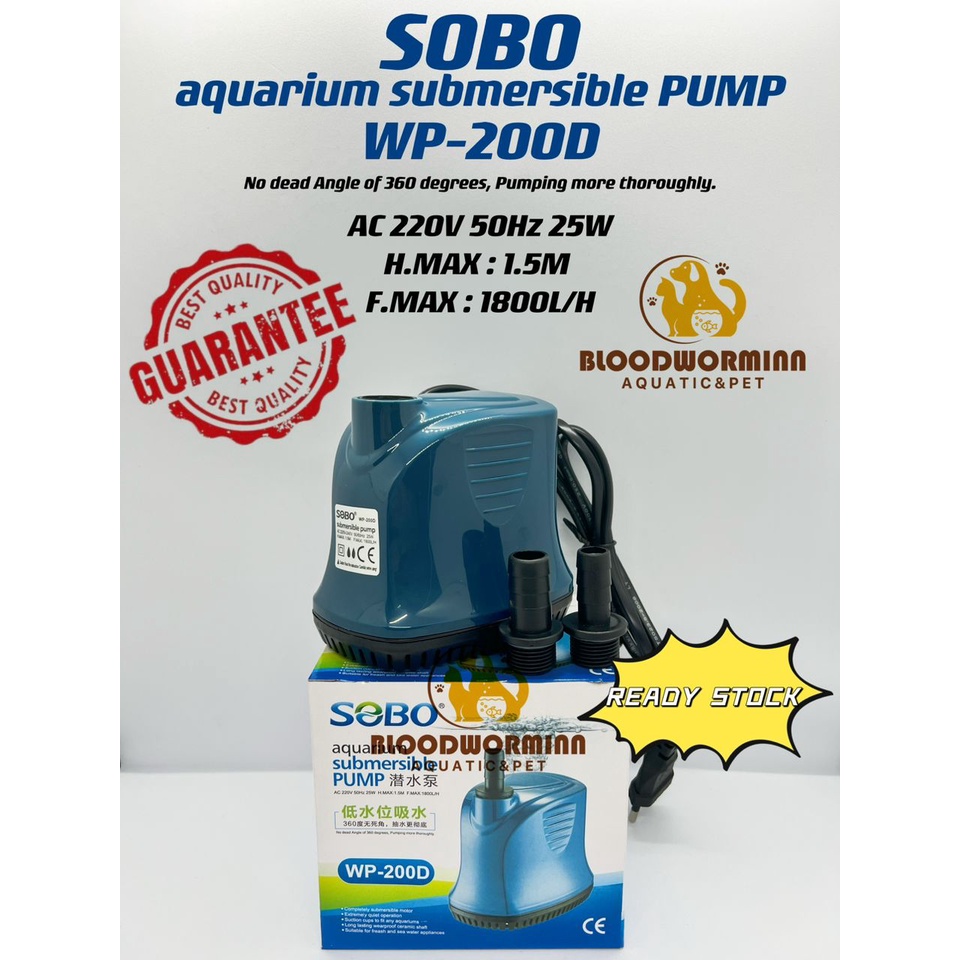SOBO Aquarium Submersible Water Pump WP-100D WP-200D WP-300D[READY STOCK] | Shopee Malaysia