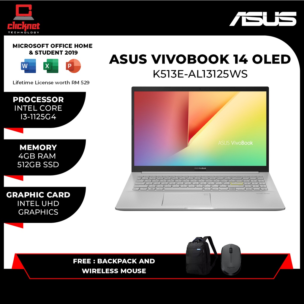 ASUS VIVOBOOK K513E-AL13125WS (I3-1125G4, 4GB, 512GB SSD, 15.6'' FHD ...