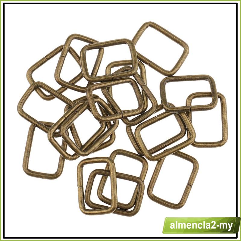 [AlmenclafdMY] 20 Pieces Metal Square Buckles Bag Strap Webbing Rings ...