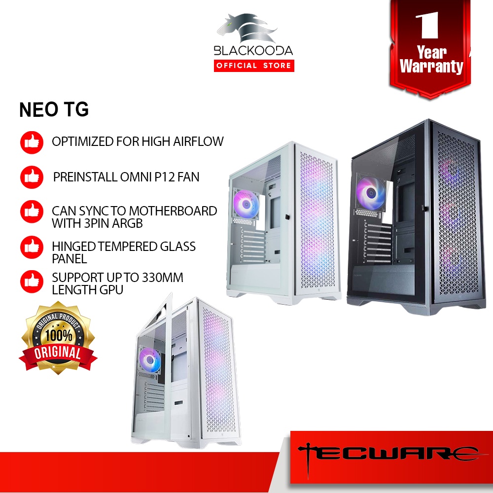 Tecware NEO TG ARGB ATX PC CHASSIC /PC CASE [ BLACK / WHITE ] ( PRE ...