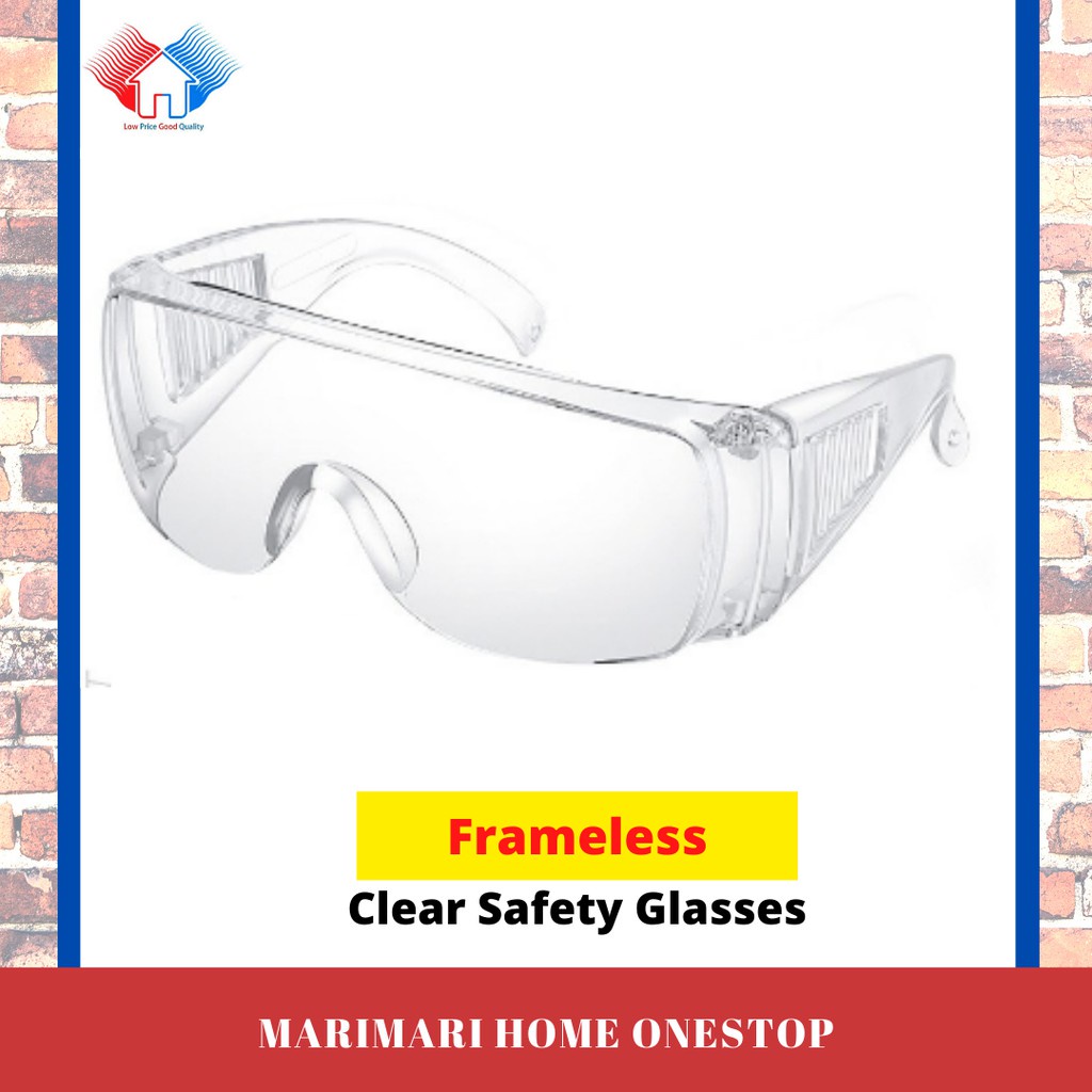 Large Frameless Clear Safety Goggles Eye Protection PPE Glasses Goggle ...