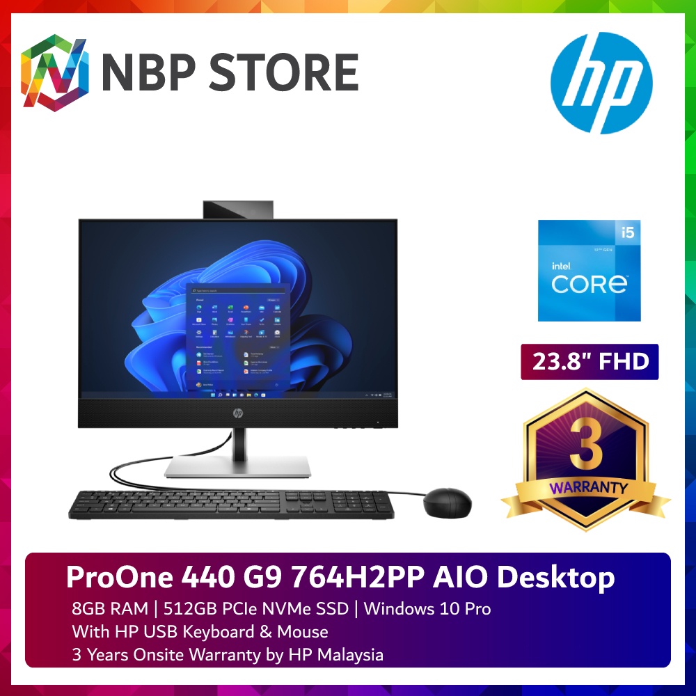 HP ProOne 440 G9 764H2PP 23.8" FHD All-In-One Desktop PC ( I5-12500 ...