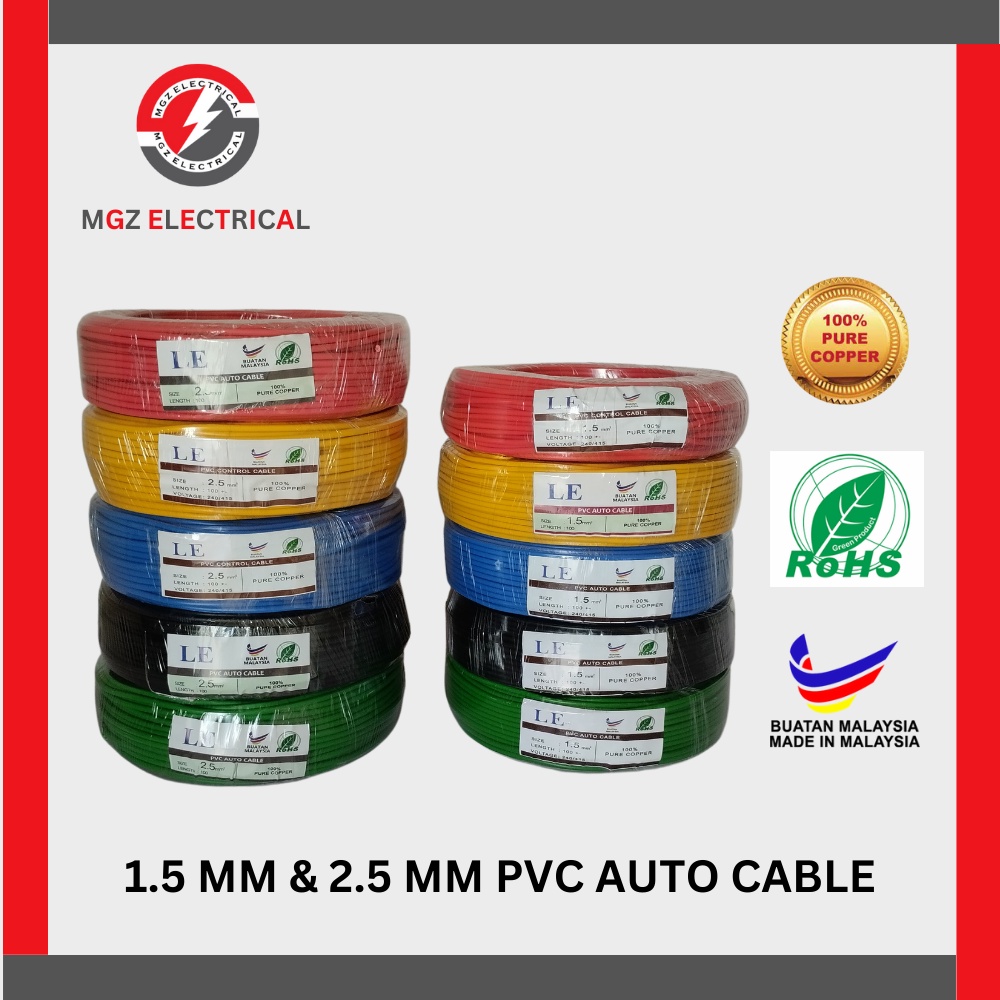 1.5 MM & 2.5 MM PVC Auto Cable/Electrical Cable (100% Pure Copper ...