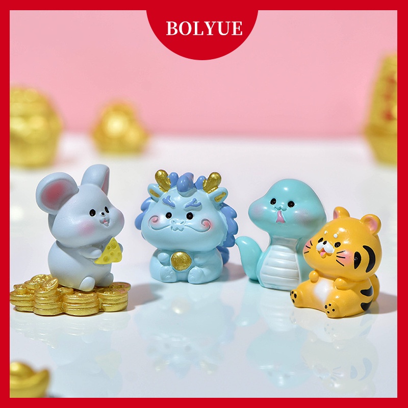 CNY Decoration 2025 Zodiac Resin Ornaments Adorable Animal Statue ...