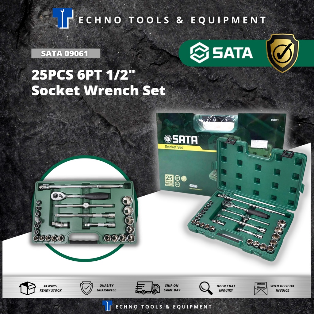 SATA 09061 25PCS 6PT 1/2" Socket Wrench Set - New & Original | Shopee ...