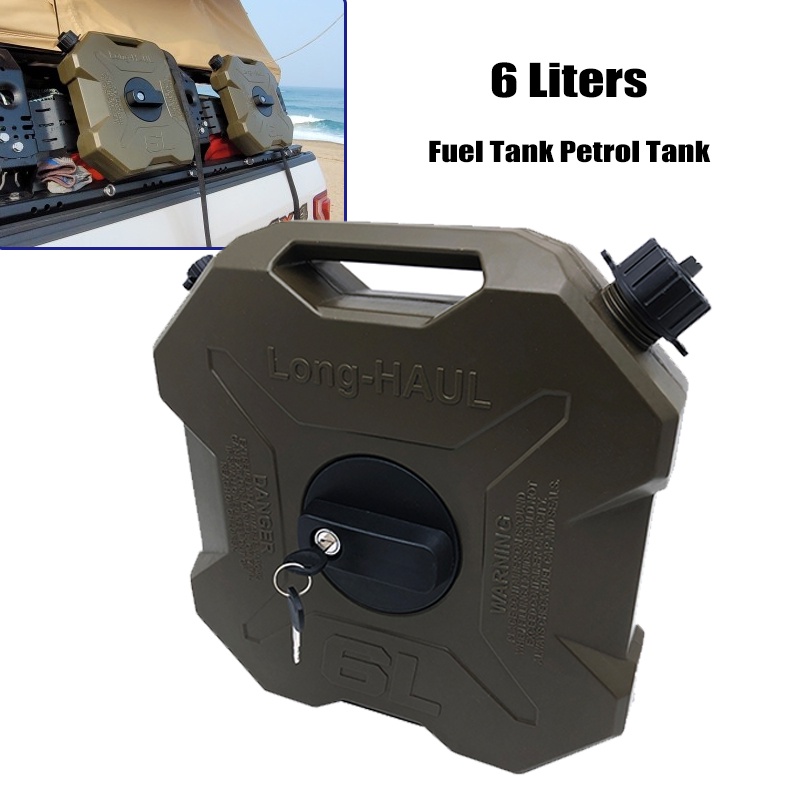 Green 6L Portable Jerry Can Gas Fuel Tank Plastic Petrol Car Gokart ...