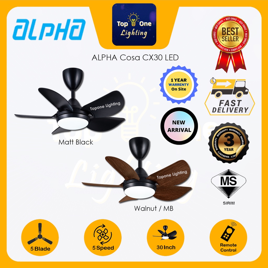 NEW 2022 ALPHA COSA CX30 LED 5B 30" Inch AC Motor Ceiling Fan with 5 ...