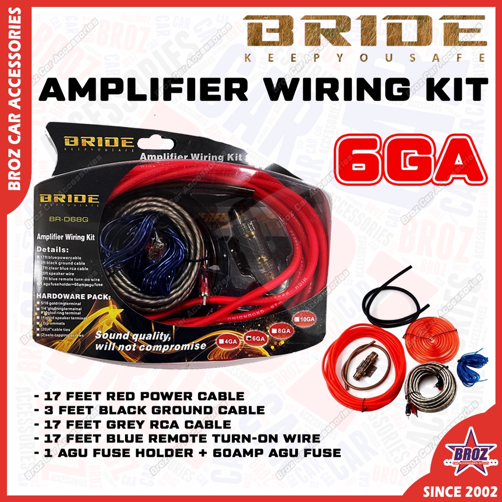 🔌 Bride 6GA Amplifier Wiring Kit Car Audio Subwoofer Amplifier ...