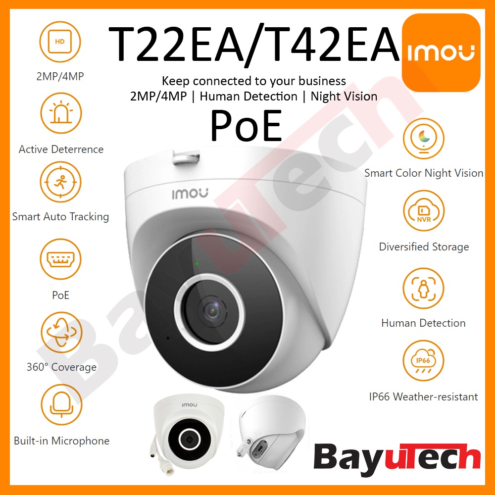 IMOU T22EA/T42EA 2MP / 4MP Dome type Camera POE security camera ...