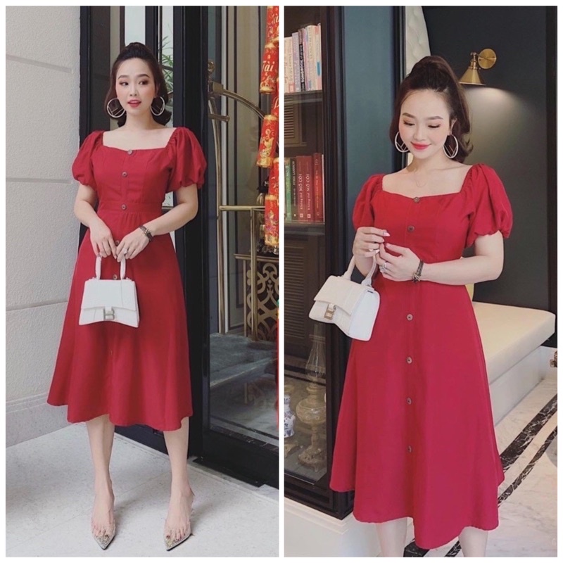 Basic square neck red dress (with real pictures) | Shopee Malaysia