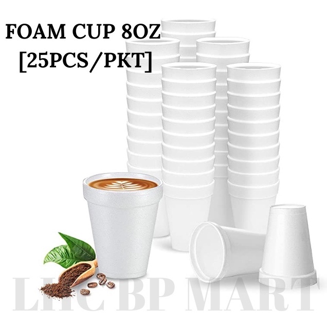 [LHC] FOAM CUP 8OZ 25PCS / POLYSTYRENE CUP / HOT CUP / CAWAN POLISTERIN ...