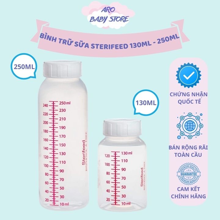 Steerfeed narrow neck milk storage bottle, capacity 130ml/250ml, guaranteed genuine British ...