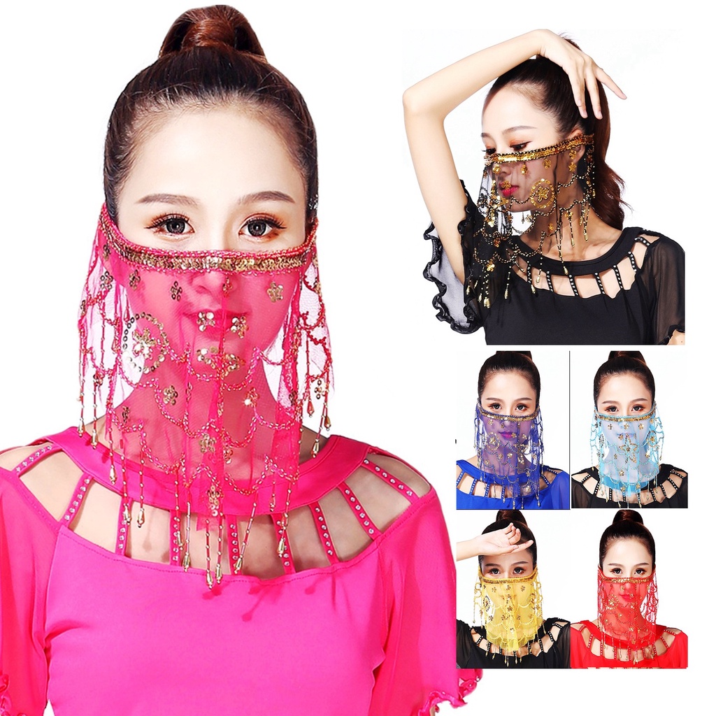 Face Veil Arabian Accessories Belly Dance Mask Indian Performance ...