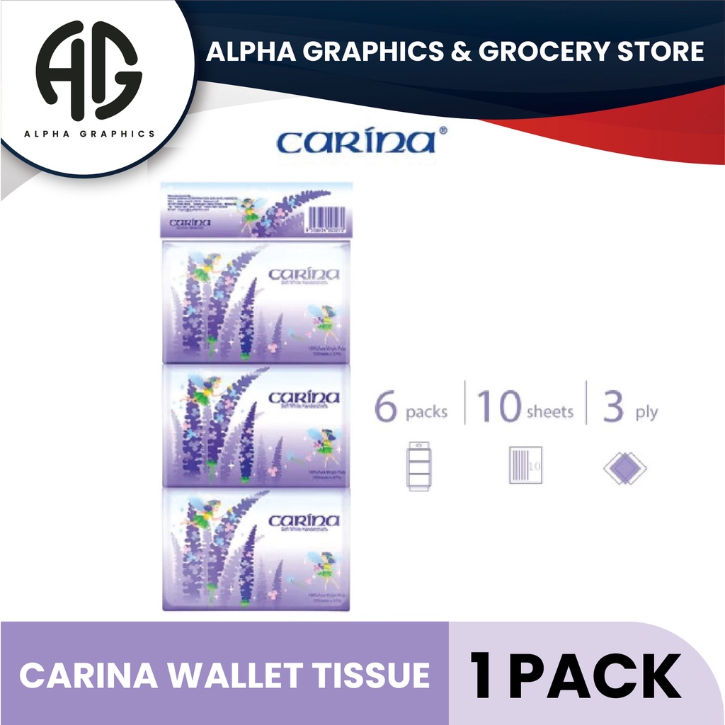 1 pack - Carina Wallet Tissue ( 6 packets x 10 sheets x 3 ply) | Shopee ...