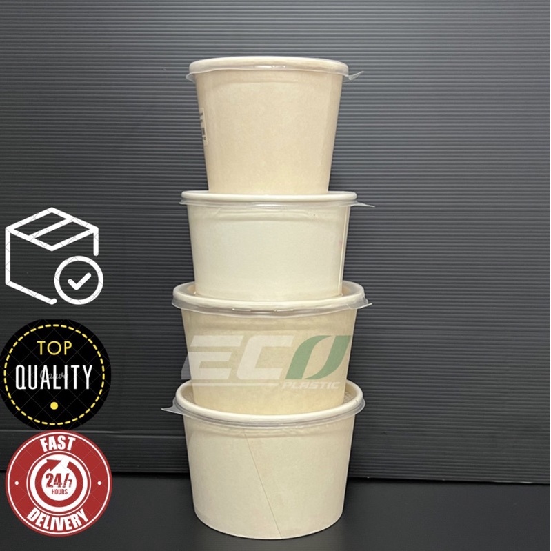 🔥50pcs🔥White Paper Bowl Take Away Bowl Tapau Bowl Mangkuk Laksa Oden ...