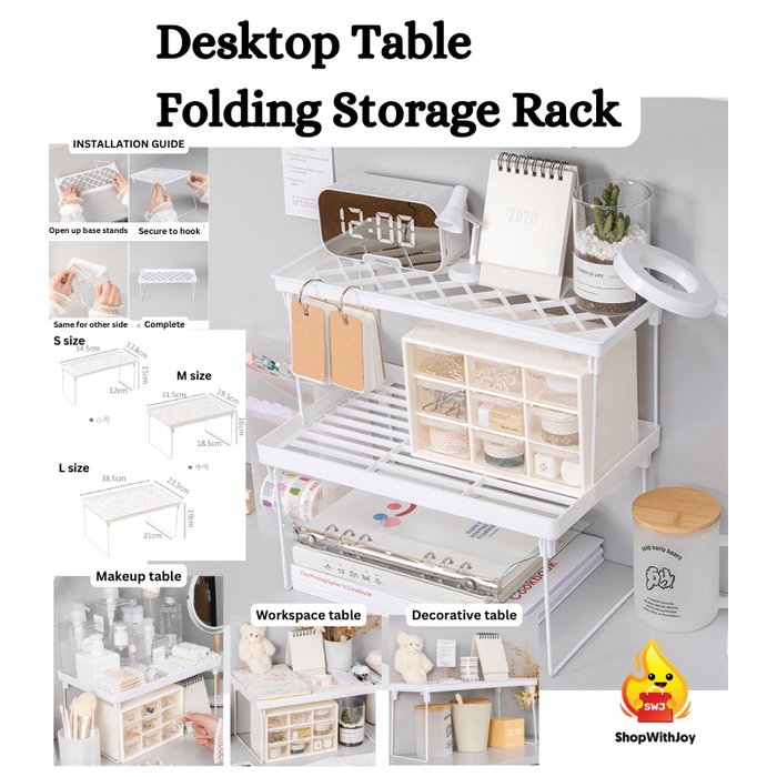 【ShopWithJoy】 Table Storage Rack Folding Storage Rack Desktop ...