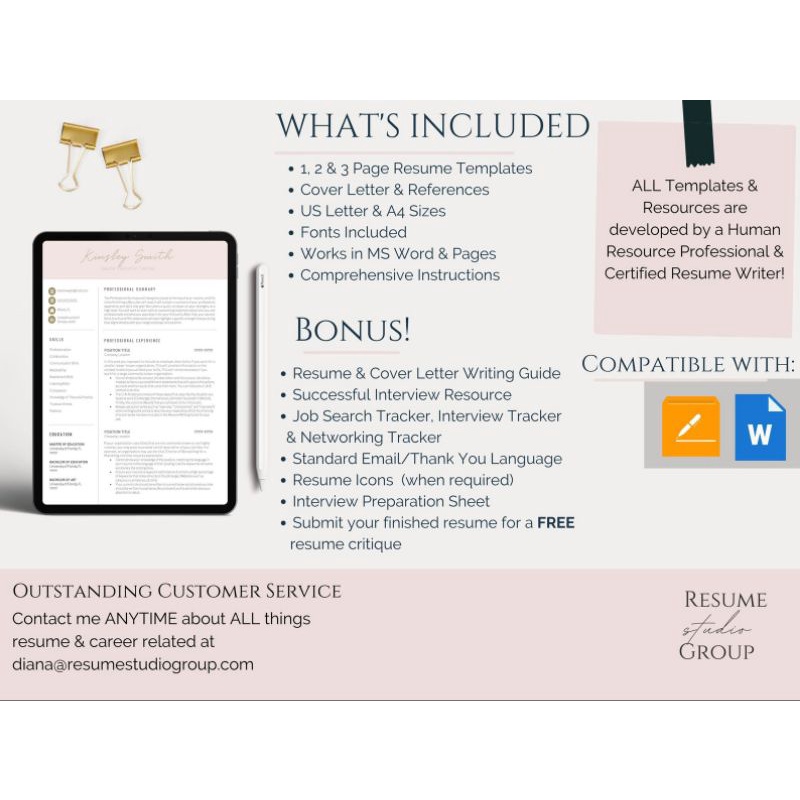 Creative Resume Template for Word + Free Cover Letter + Social Icons ...