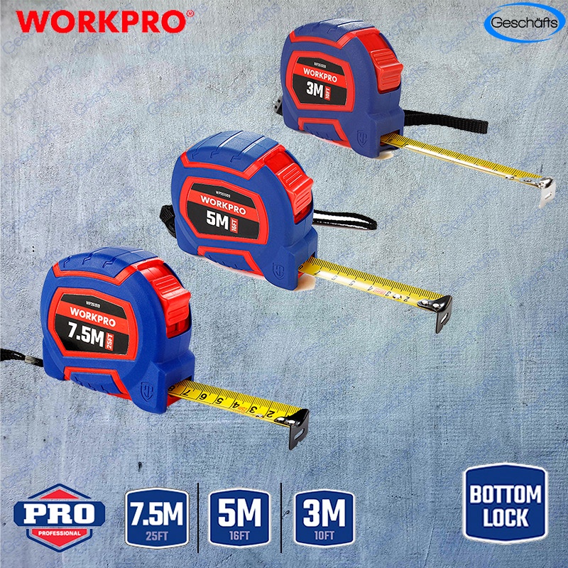 WORKPRO Tape Measure With Nylon Coated Blade 3 Meter, 5 Meter or 7.5 ...