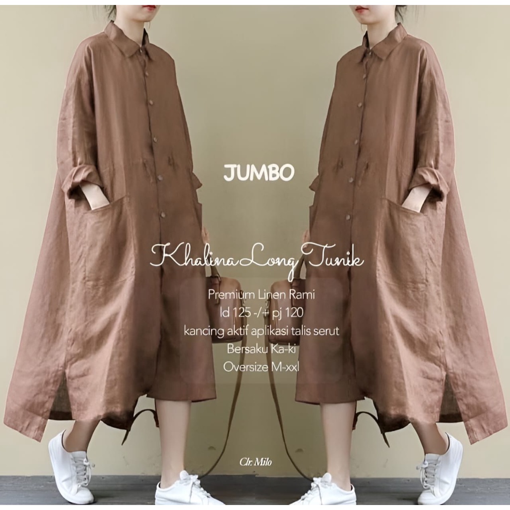 - Khalina Long Tunic Tops Women's Muslim Tunic Clothes Matt Linen Rami ...