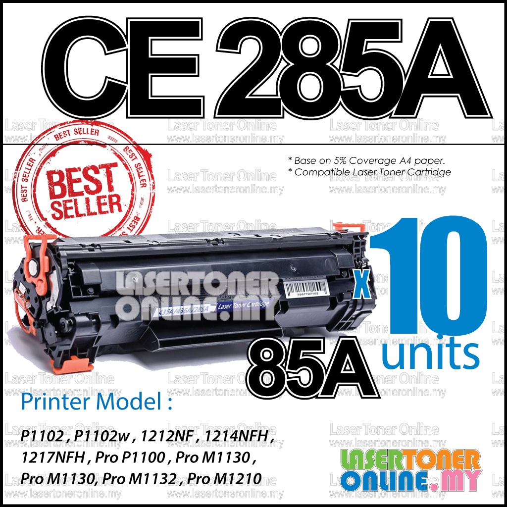 10x H*85A Compatible to H* CE285A 85A Laserjet Pro P1100 P1102 P1102W ...
