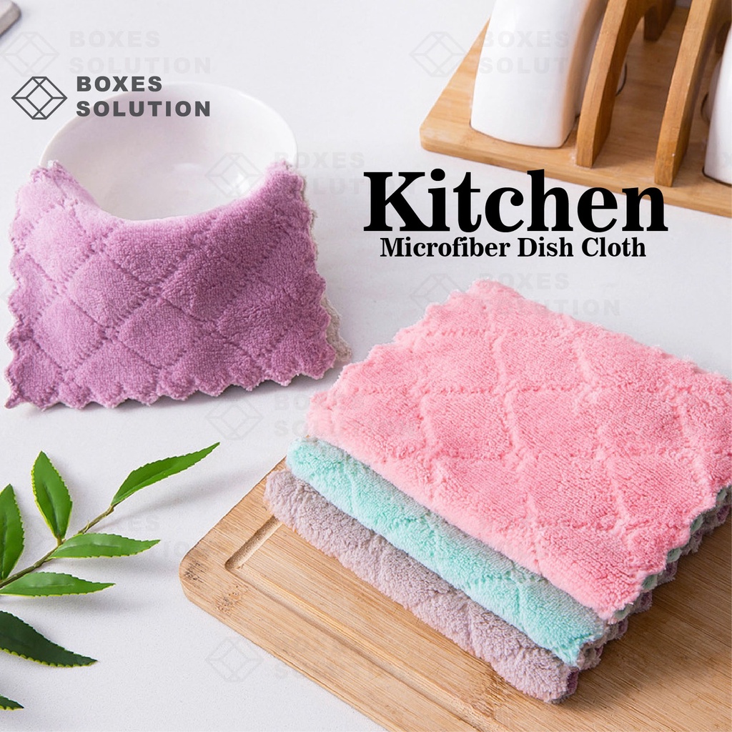 VBS READY STOCK #Kitchen Dish Towel Rag Non-stick Oil Double-layer Dish ...
