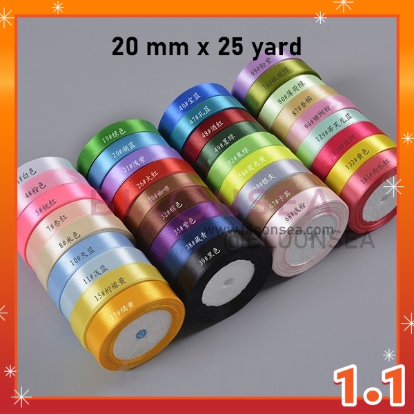 20mm Satin Ribbon Silk Premium 1 Inch Bouquet Ribbons Gift Box Lace ...