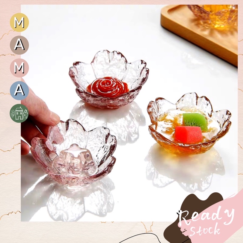Glass Cherry Blossom Oil Saucer Bowl Glass Saucer Bowl Seasoning Plate ...