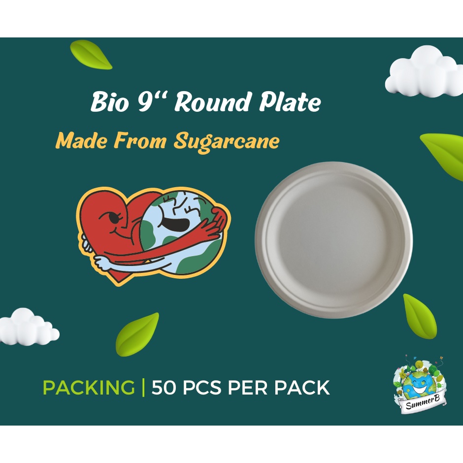 (50Pcs) Biodegradable Plate / Sugarcane Plate / Bio Plate / 6'' Plate/7 ...
