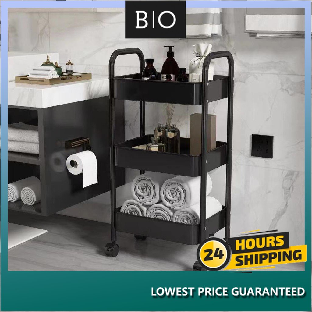 Ready Stock 3 Tier Multipurpose Storage Rack Trolley Rack with Wheel ...